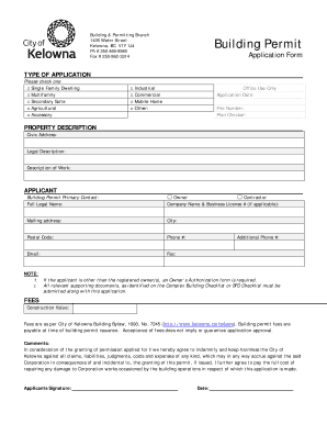 Fillable Online Building Permit Application Form.pdf - City of Kelowna ...