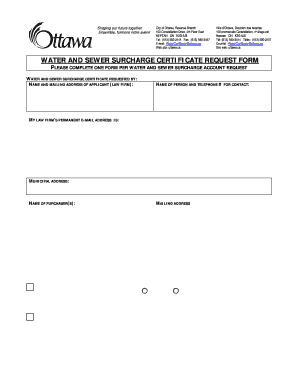 Fillable Online Water and sewer surcharge certificate request form ...