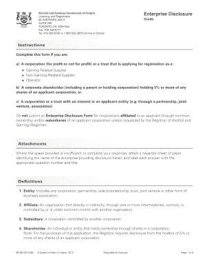 Fillable Online agco on Enterprise Disclosure Form - Alcohol and Gaming ...