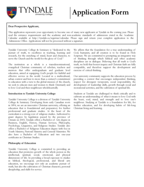 Fillable Online Application Form - Tyndale College and Seminary Fax Email Print - pdfFiller