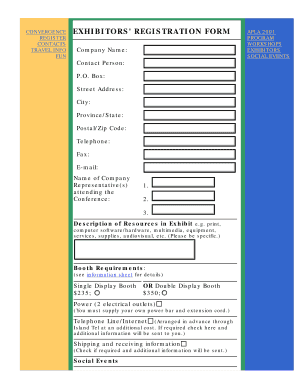 Fillable Online upei REGISTRATION FORM FOR EXHIBITORS :: APLA 2001 ... - upei Fax Email Print ...