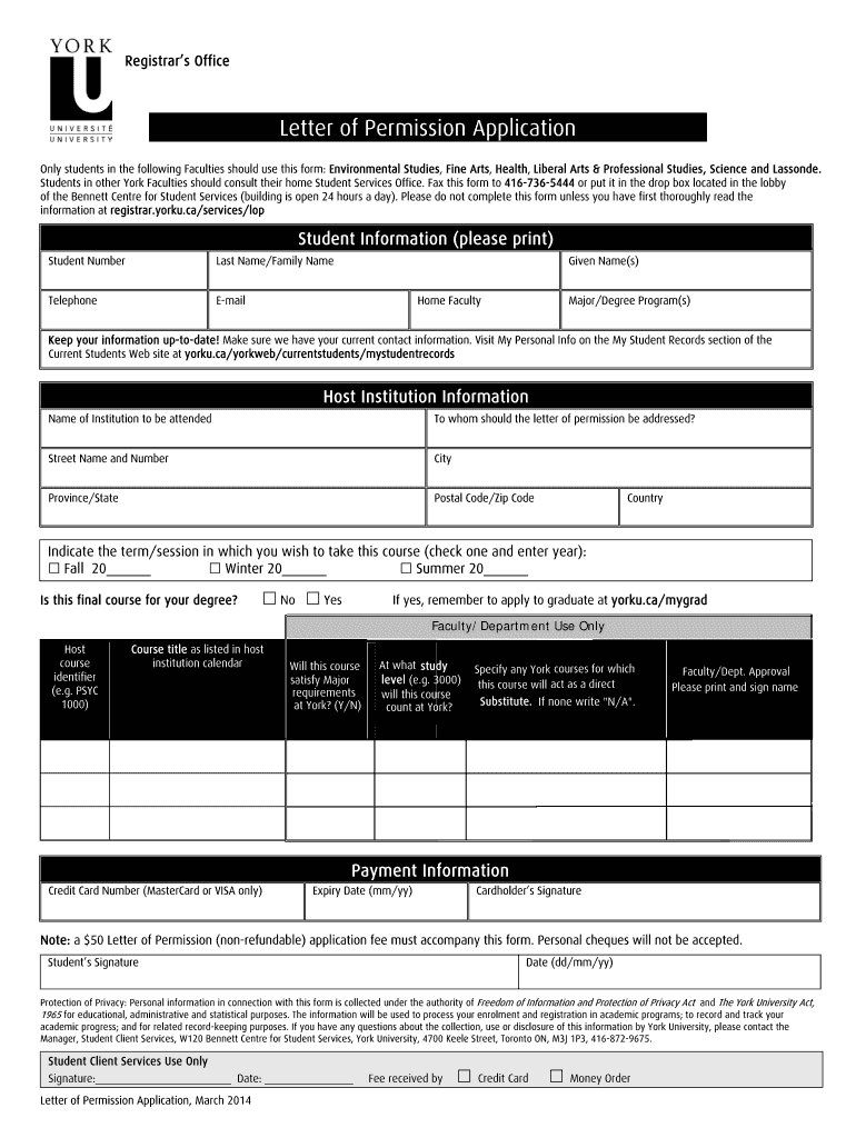 Fillable Online Letter of Permission Application Fax Email Print ...