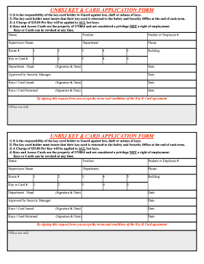 Fillable Online Unbsj key & card application form Fax Email Print ...