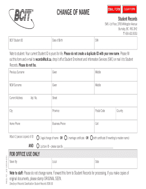 Fillable Online bcit Change of Name form - BCIT - bcit Fax Email Print ...