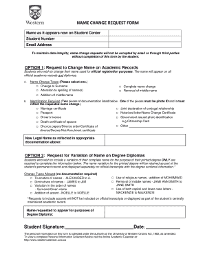 Fillable Online Name Change Request Form (pdf) - Registrar - University ...