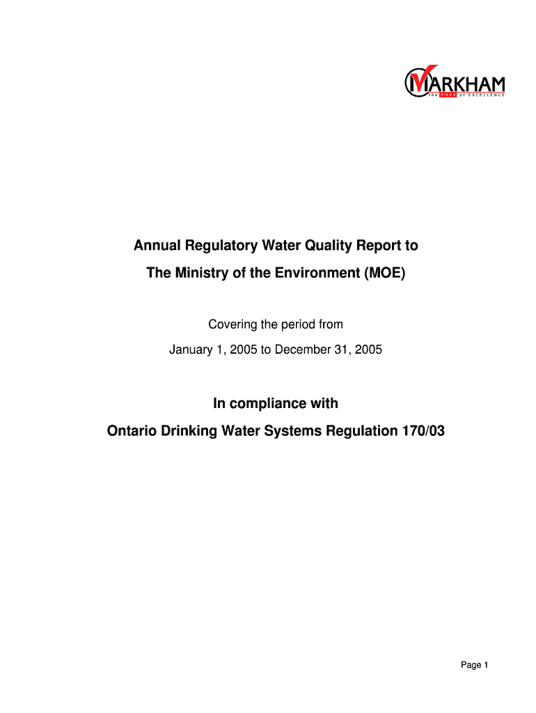 Fillable Online Annual Regulatory Water Quality Report Fax Email Print ...