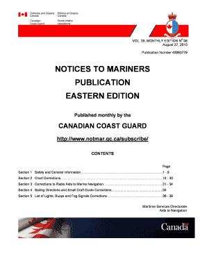 Fillable Online canadian notices to mariners eastern edition form Fax ...