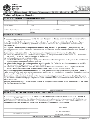 Fillable Online Waiver of Spousal Benefits (pdf) - the Public Employees ...