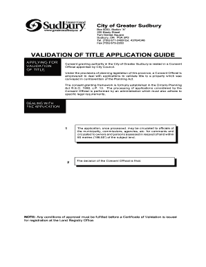 Fillable Online Validation of title application guide - City of Greater ...
