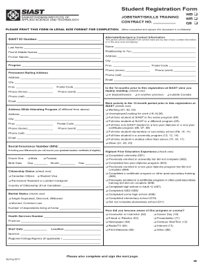 Fillable Online siast registration form 2011 Fax Email Print - pdfFiller