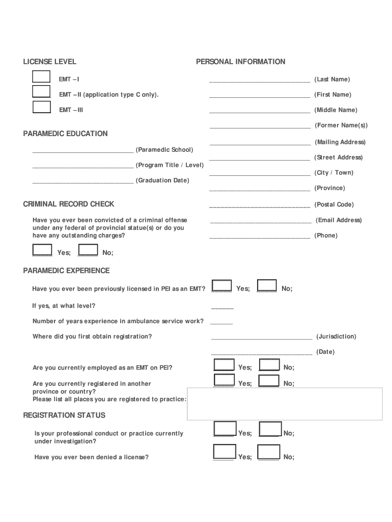 EMERGENCY MEDICAL TECHNICIAN LICENSE - Government of - gov pe: Fill out ...