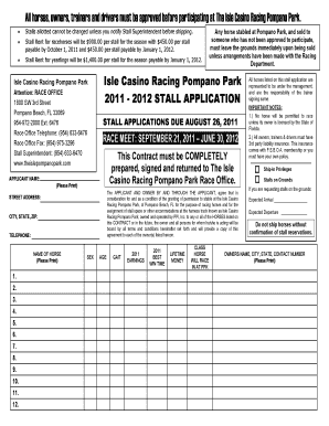 Fillable Online applicant for stall pompano park form Fax Email Print ...