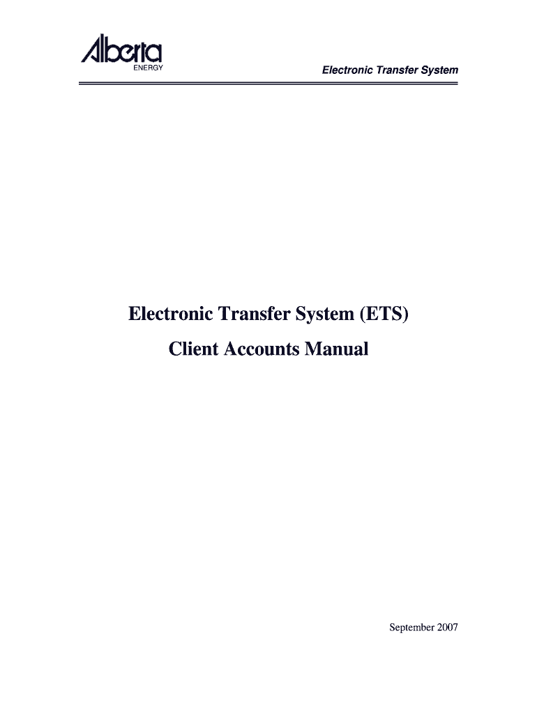 Fillable Online Electronic Transfer System (ETS) Client Accounts Manual ...