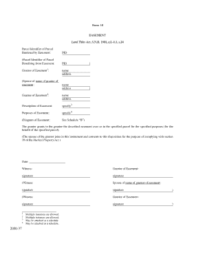 Fillable Online gnb Form 14 EASEMENT Land Titles Act, SNB 1981, cL-1.1, s.24 Parcel ... - gnb ...
