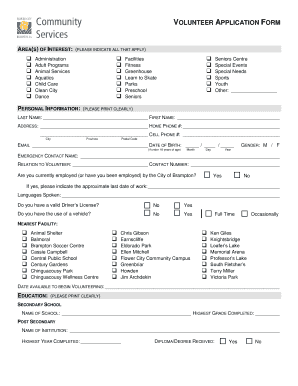 Fillable Online brampton where can high school student volunteer for 40hrs in brampton form Fax ...