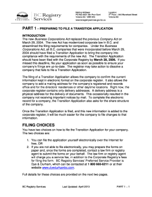 Fillable Online bcregistryservices gov bc Part 1 preparing to file a ...