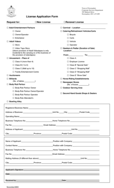 Fillable Online License Application Form - Town of Newmarket Fax Email ...
