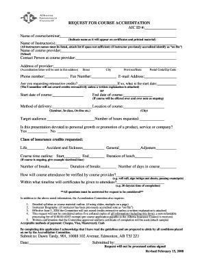 Fillable Online Request Accreditatio.. - Alberta Insurance Council Fax ...