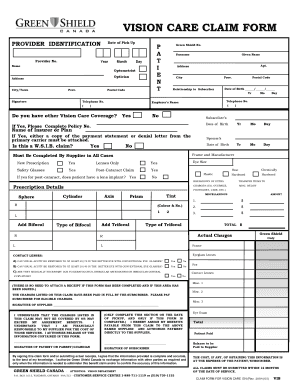 Fillable Online VISION CARE CLAIM FORM Fax Email Print - pdfFiller