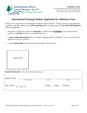 Fillable Online Internation Exchange Student Applicaiton Form.doc Fax ...