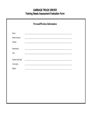 Fillable Online maca gov nt Garbage Truck Driver PE Form - maca gov nt ...