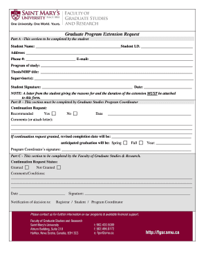 Fillable Online smu Graduate Program Extension Request - smu Fax Email ...