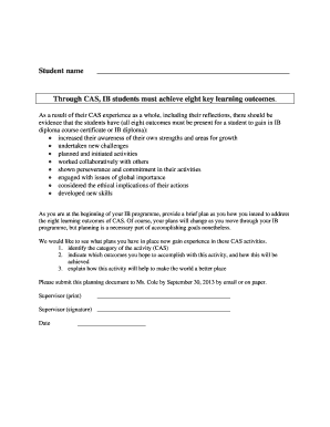 Fillable Online International Baccalaureate Form CAS/AEF Fax Email ...