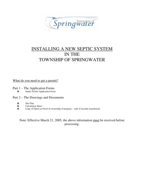 Fillable Online Installing a new septic system in the township of springwater Fax Email Print ...