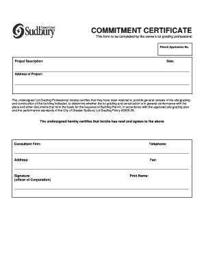 Fillable Online J:rscrdbcWPDATAFORMSCommitment.Certificate.Lot.Grading ...