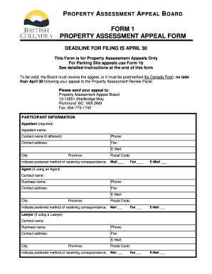 Fillable Online FORM 1 PROPERTY ASSESSMENT APPEAL FORM Fax Email Print ...
