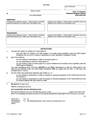 Fillable Online Family Law Rule Form 13 Financial Statement ...