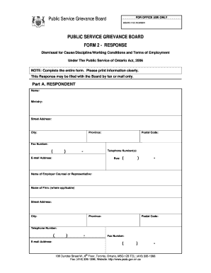 Fillable Online Form 2 - Response - the Public Service Appeal Boards ...