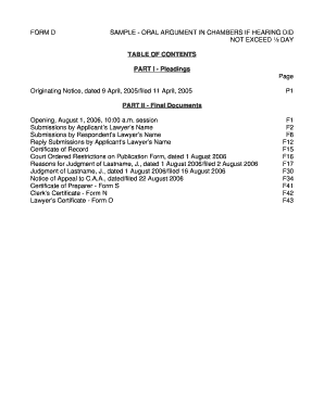 Fillable Online albertacourts ab FORM D SAMPLE - ORAL ARGUMENT IN ...