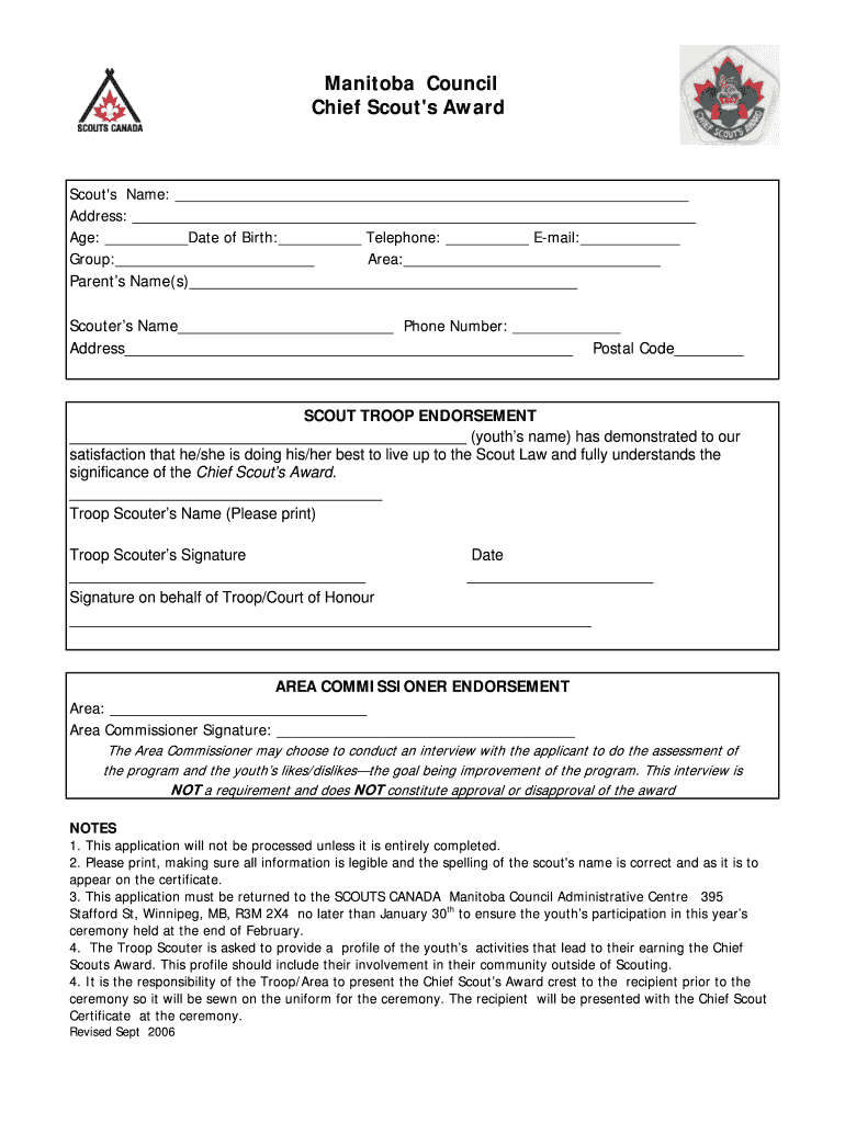 Chief Scout Award Application: Fill out & sign online | DocHub