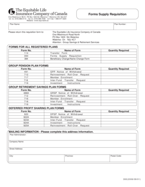 Fillable Online Forms Supply Requisition - Equitable Life of Canada Fax ...
