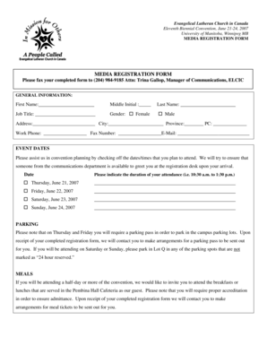 Fillable Online Media registration form - Evangelical Lutheran Church ...