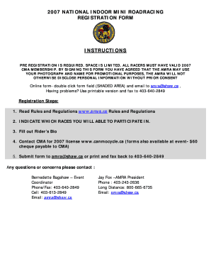 Fillable Online Printable registration form - AMRA Fax Email Print ...