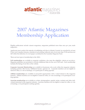 Fillable Online 2007 Atlantic Magazines Membership Application Fax ...
