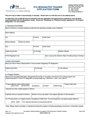Fillable Online ita designated trianer pdf form Fax Email Print - pdfFiller