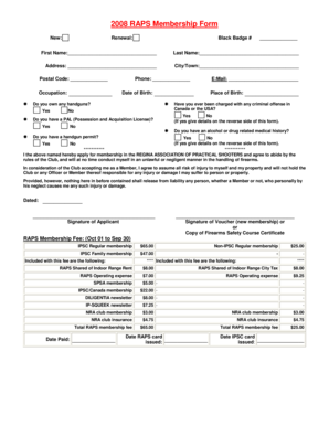 Fillable Online 2008 RAPS Membership Form Fax Email Print - pdfFiller