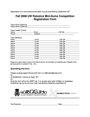 Fillable Online Fall 2008 UW Robotics Mini-Sumo Competition ...