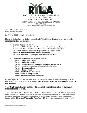 Fillable Online clubrunner RYLA 2012 - Rotary District 5330 Mike Norkin ...