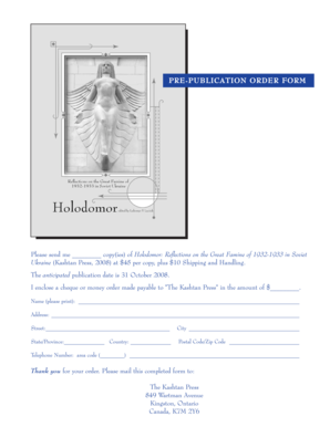 Fillable Online PRE-PUBLICATION ORDER FORM Fax Email Print - pdfFiller