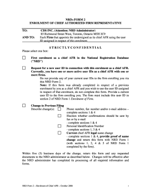 Fillable Online Nrd form 2 enrolment of chief authorized firm ...