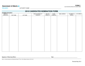 Fillable Online education alberta 2010 CANDIDATES NOMINATION FORM ...