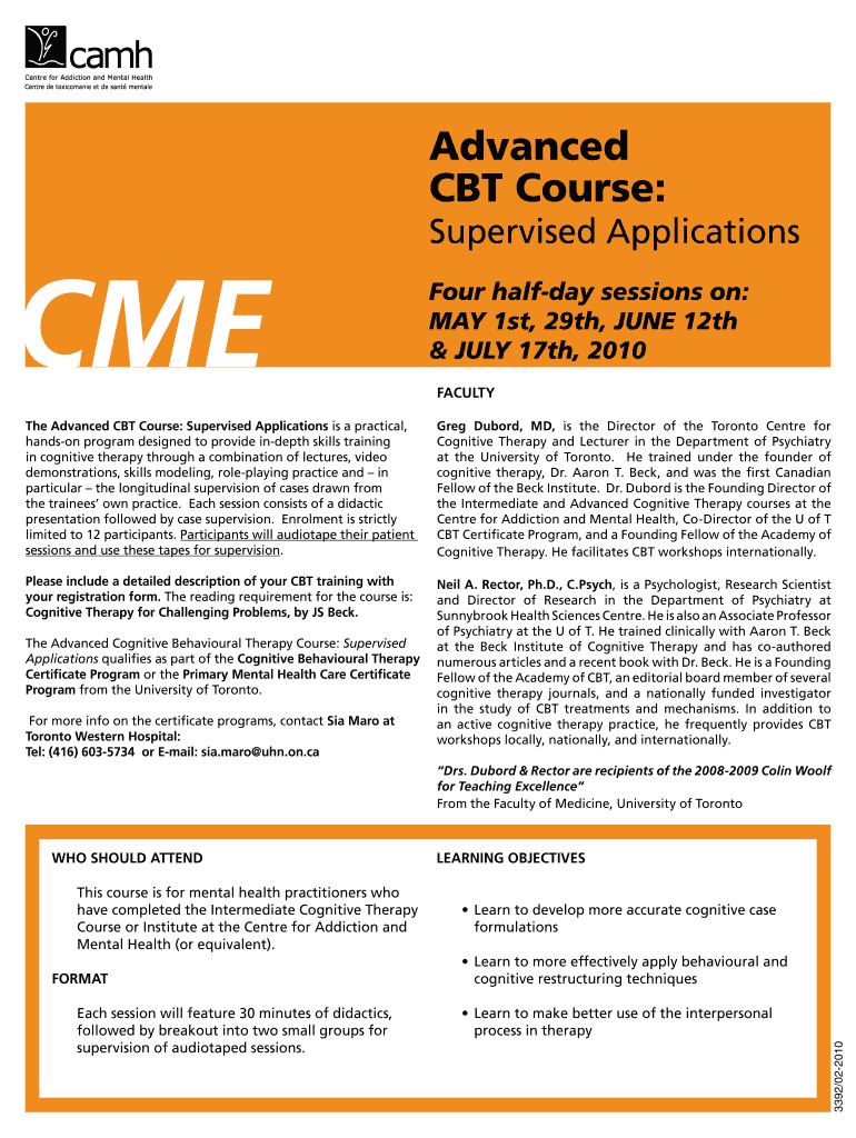 Fillable Online Advanced CBT Course: Supervised Applications Fax Email Print - pdfFiller