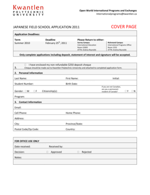 Fillable Online JAPANESE FIELD SCHOOL APPLICATION 2011 Fax Email Print ...