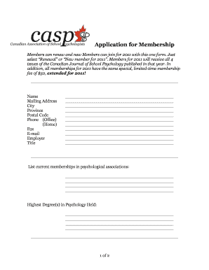 Fillable Online cpa Application for Membership - Canadian Psychological ...
