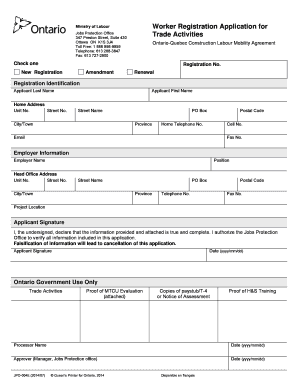 Fillable Online forms ssb gov on Worker Registration Application for ...