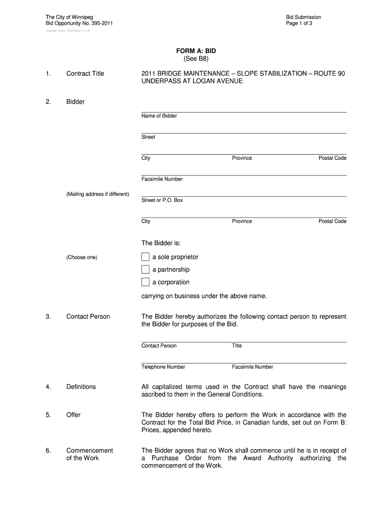Fillable Online Bid Submission Form Fax Email Print - pdfFiller